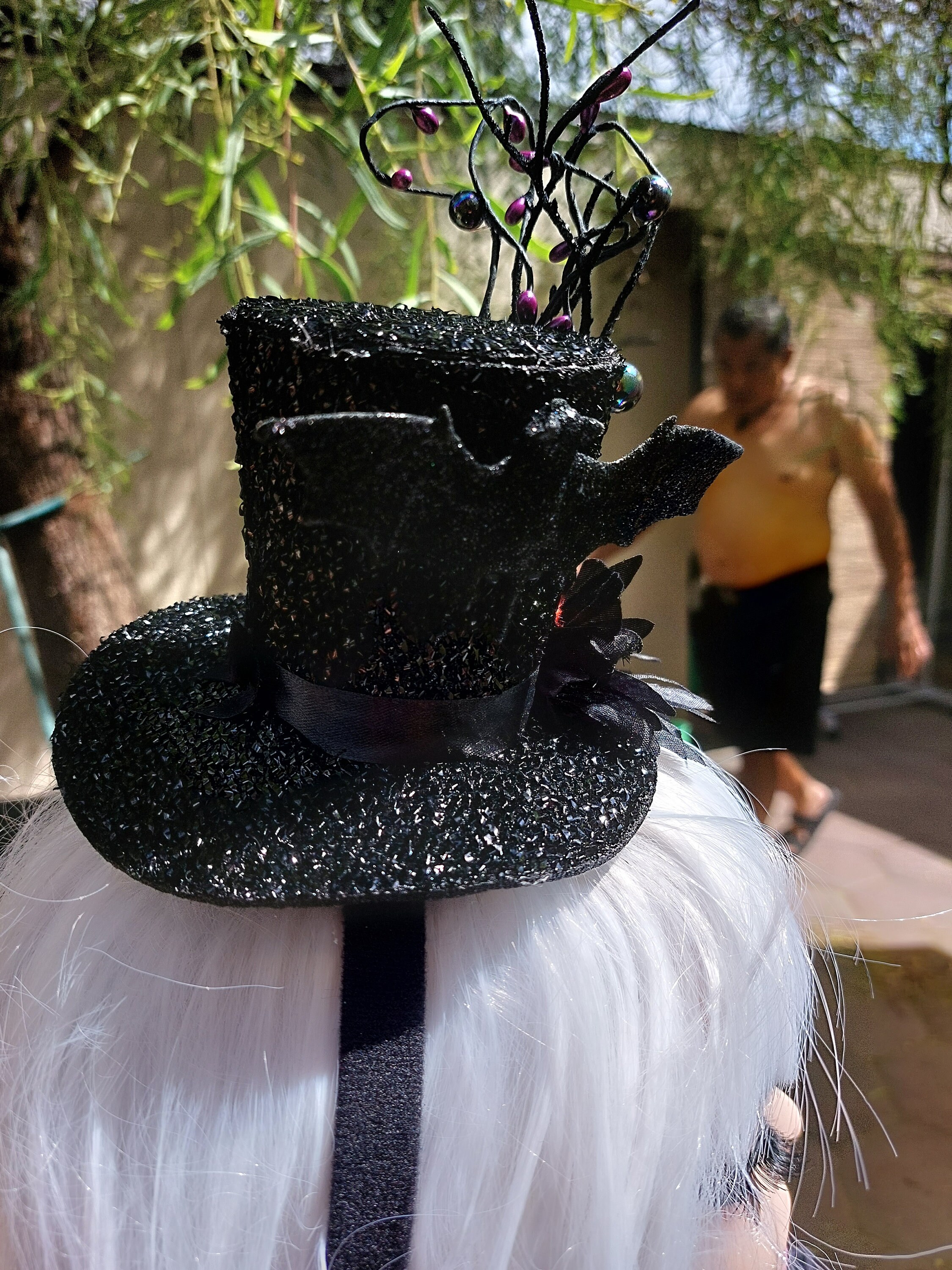 Mini Sparkly Top Hat on a Headband W Sparkly Bat , Flower, Tombstone ...
