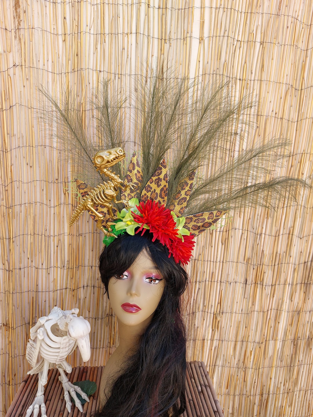Fun Dinosaur Headpiece Headdress, Tropical Jungle, Tiki Oasis, Skeleton ...