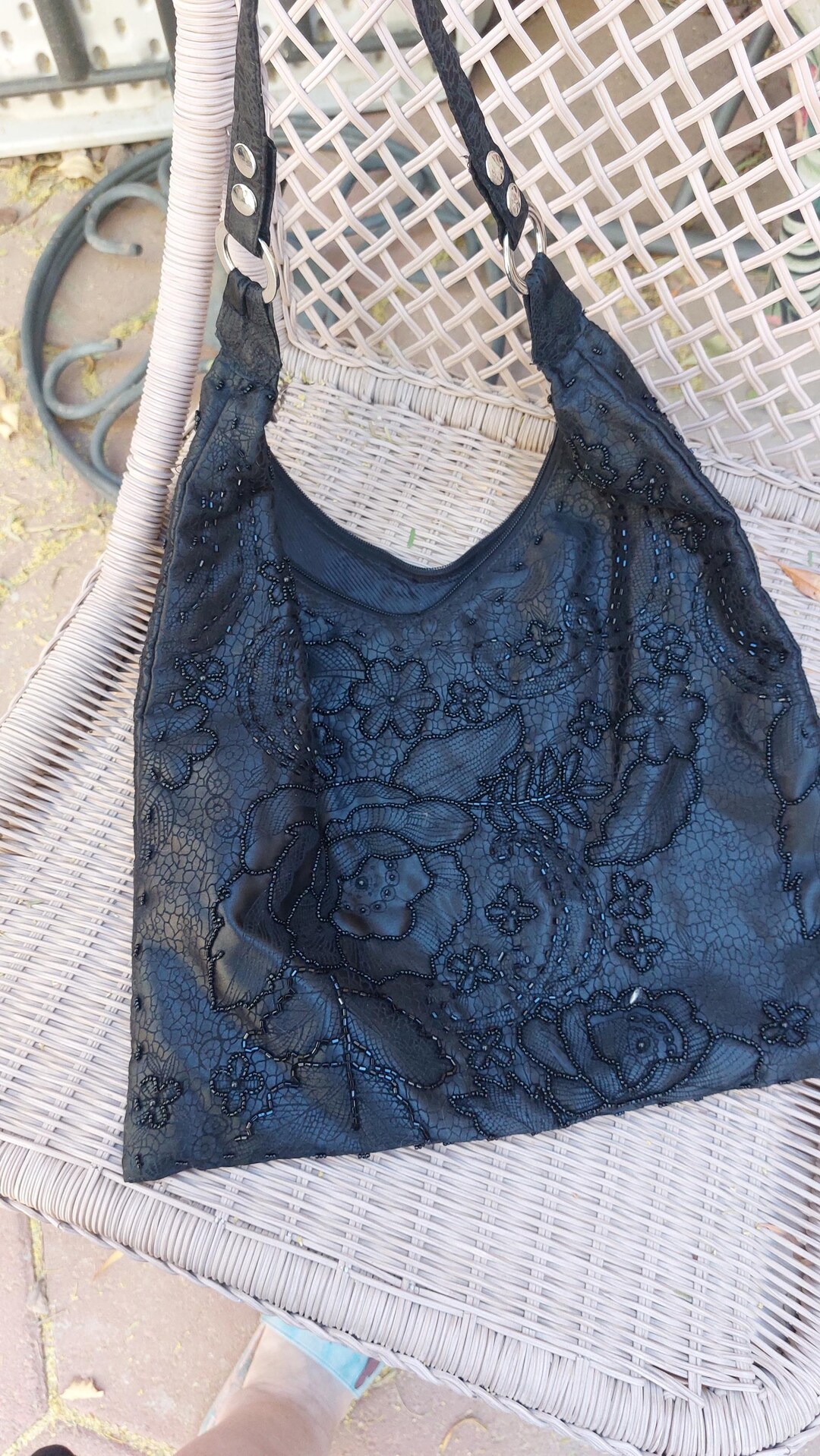 Beaded Lace Hobo Bag , Gothic Handbag, Vintage Gothic Bag From the ...