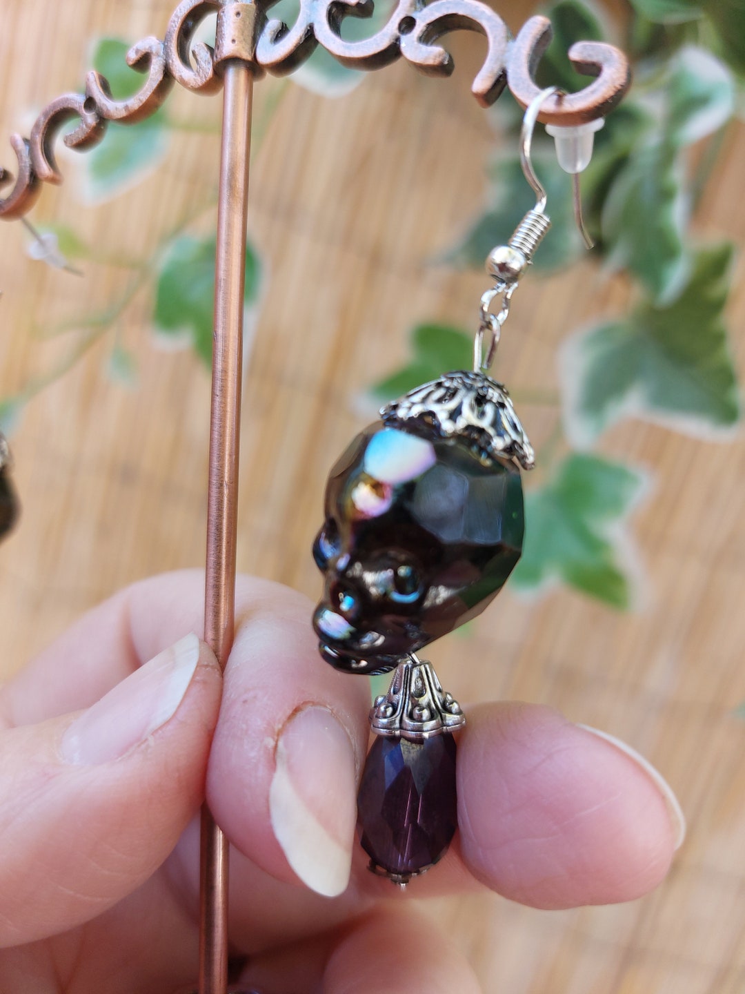 Crystal Skull Earrings With Drop Skull Earrings Bespoke - Etsy