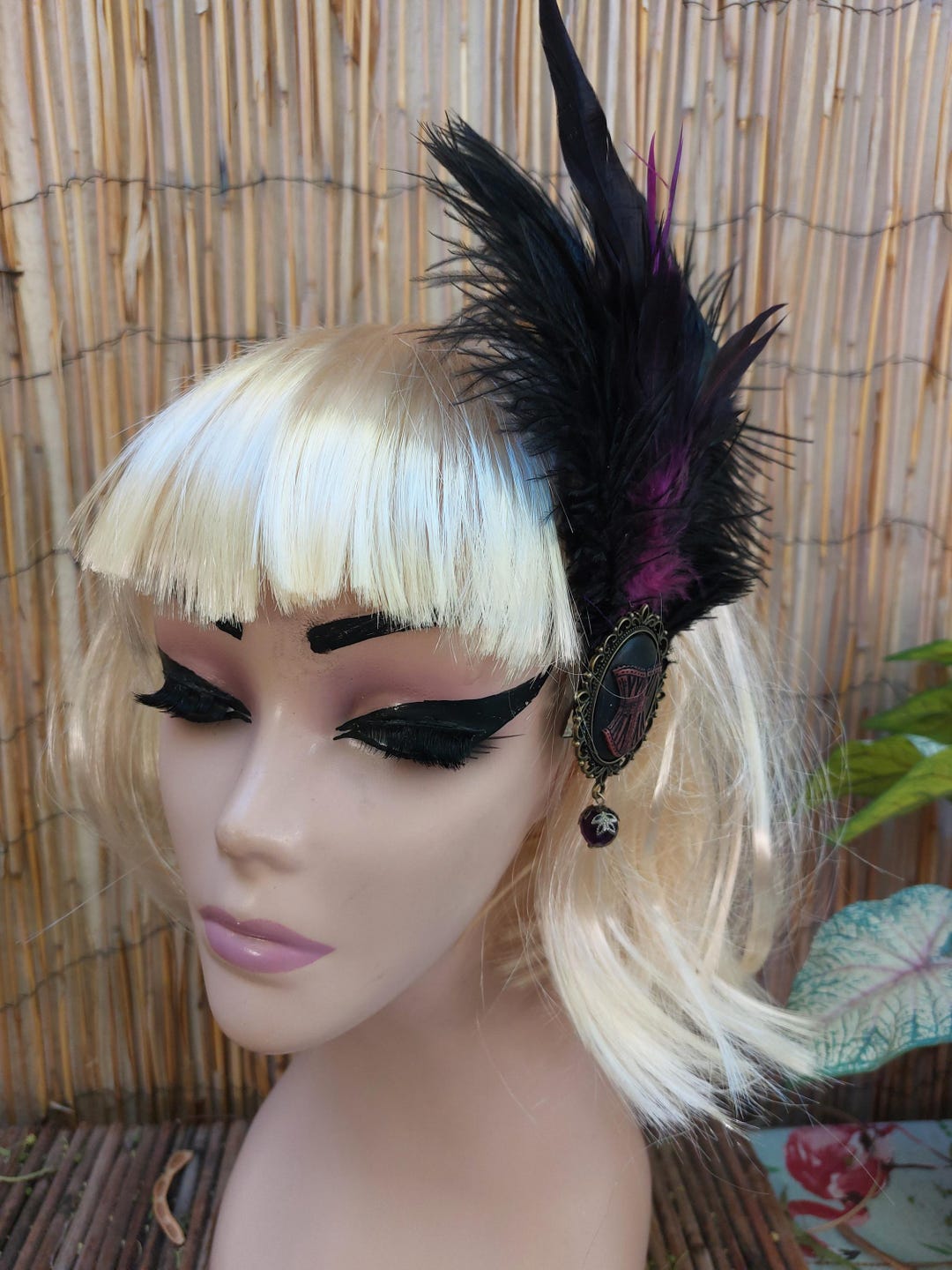 Victorian Cameo Feathers Fascinator, Feather Hair Clip With Corset ...