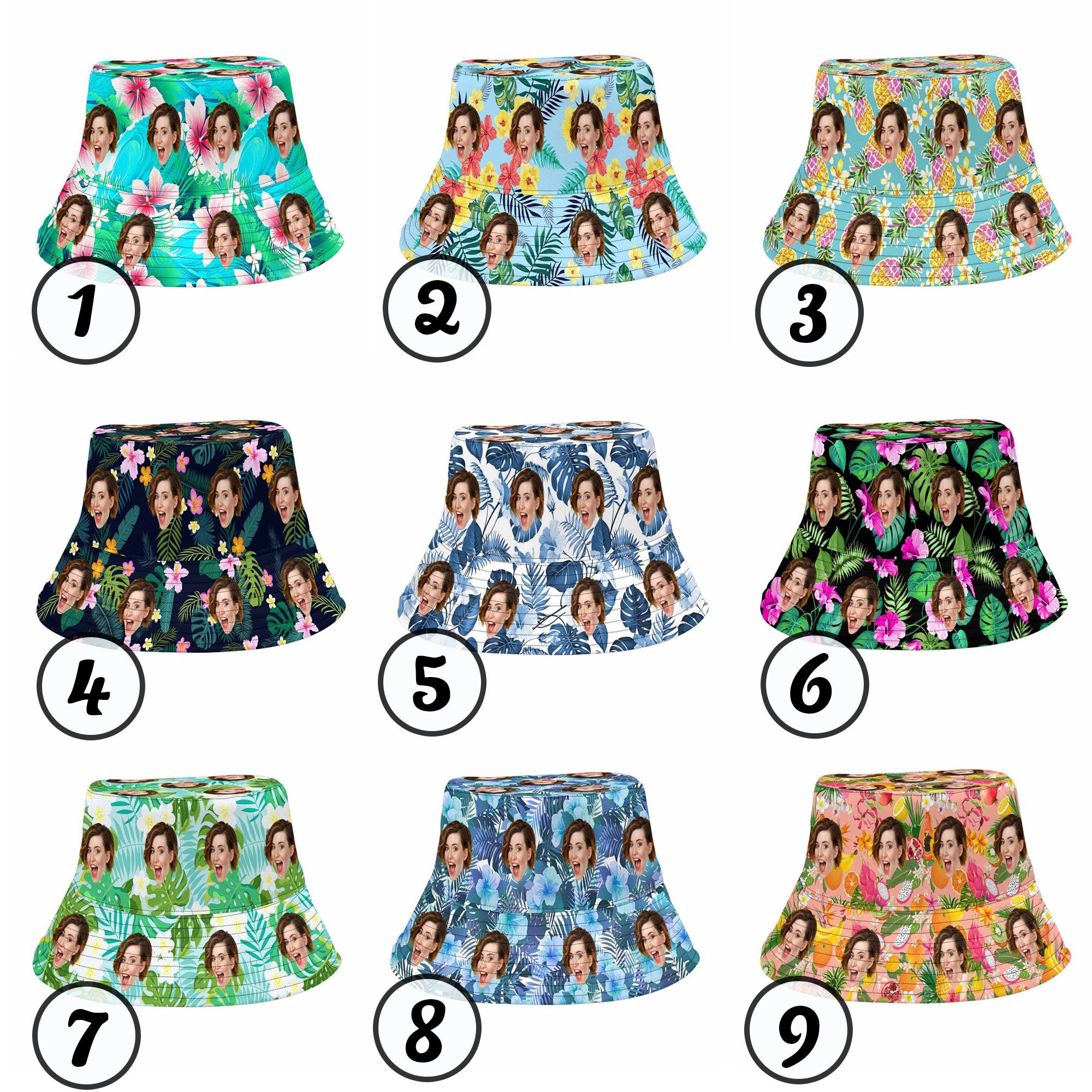 Tropical Pattern Hat Custom Face Unisex Bucket Hat - Etsy