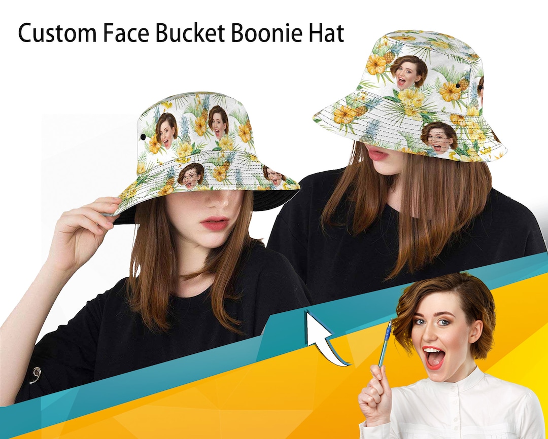 Custom Face Unisex Bucket Hat,personalized Cotton Wide Brim Outdoor ...