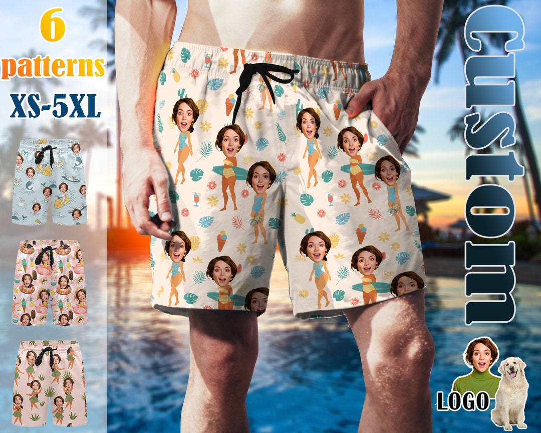 Custom Face Swim Trunk Personalized Men Bathing Suit Face Beach Shorts ...
