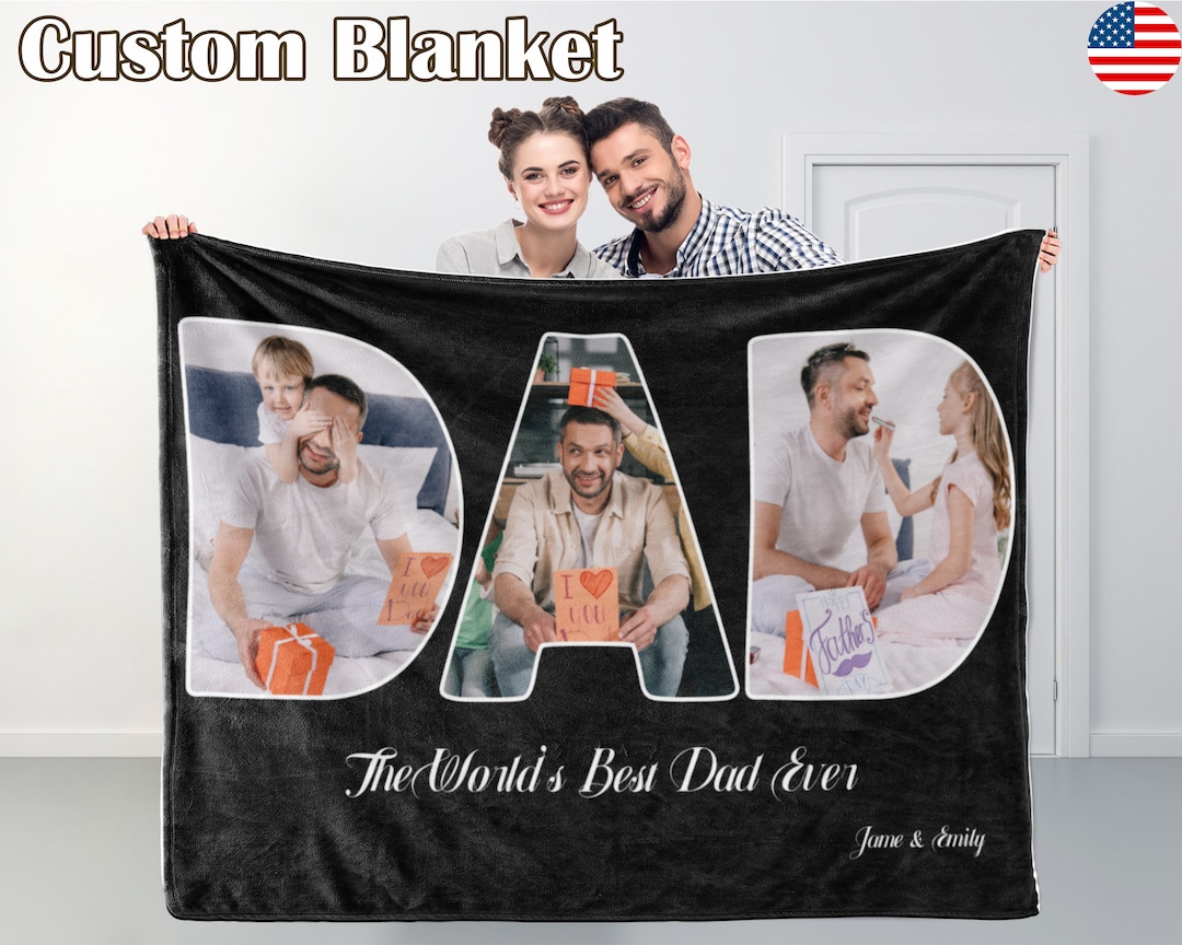 Personalized Photo Blanket for Dad Soft Blanket Best Dad Ever Photo ...