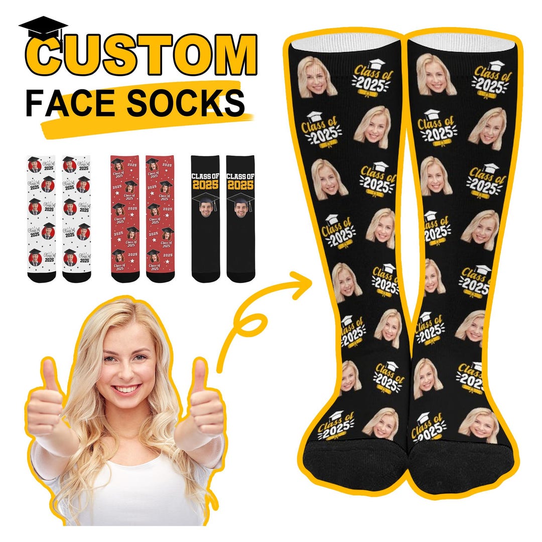 Custom Graduation Socks 2025 Graduation Socks Custom Face Socks ...
