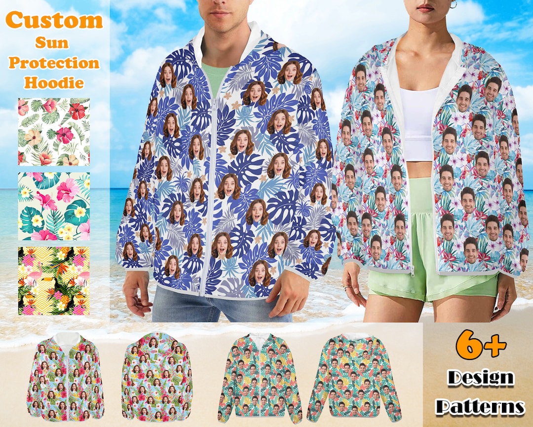 Custom Sun Protection Hoodie With Face Personalized Face Sun Protective ...