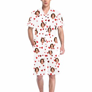 Custom Face Women Men Short Sleeve Pajama Set Personalized Face Pjs ...
