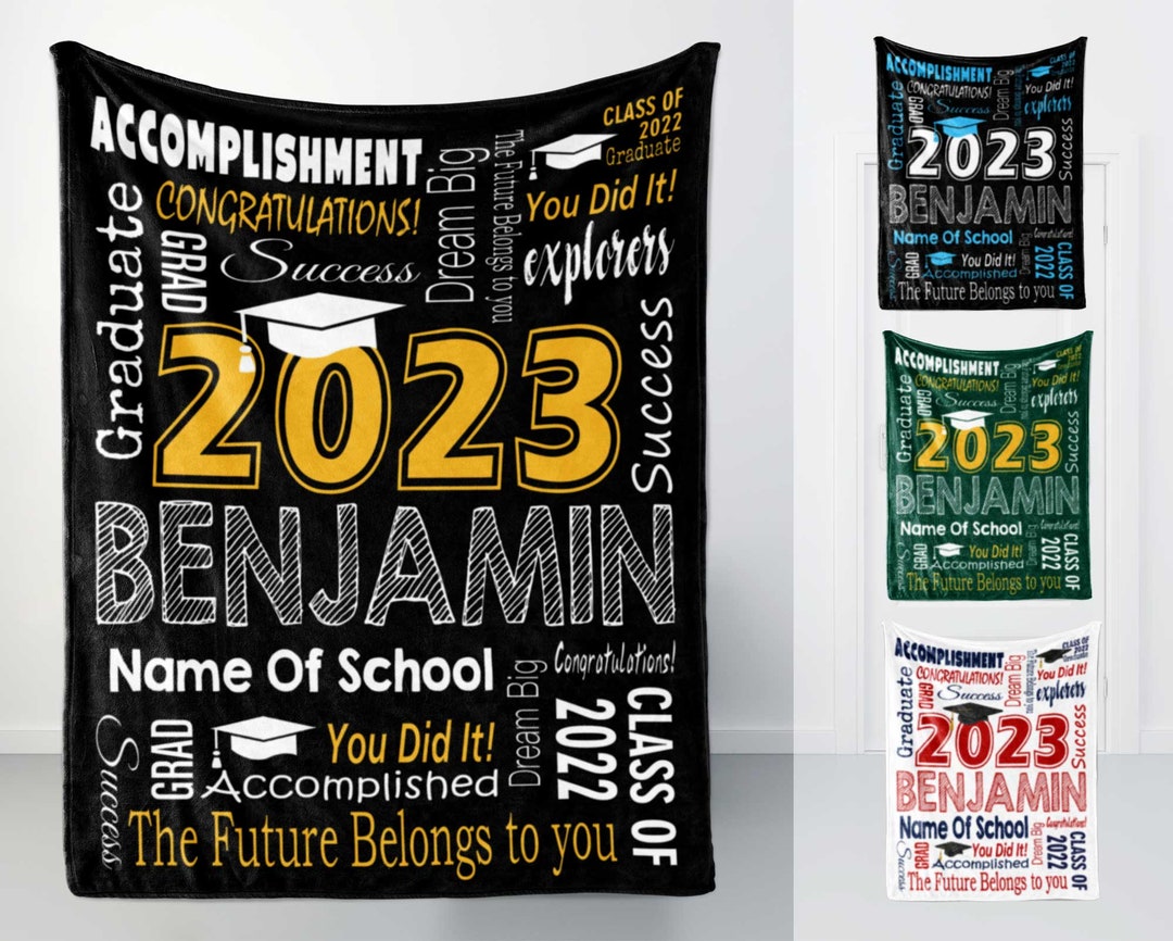Custom Graduation Blanket Personalized Name on Throw Blanket Class of ...