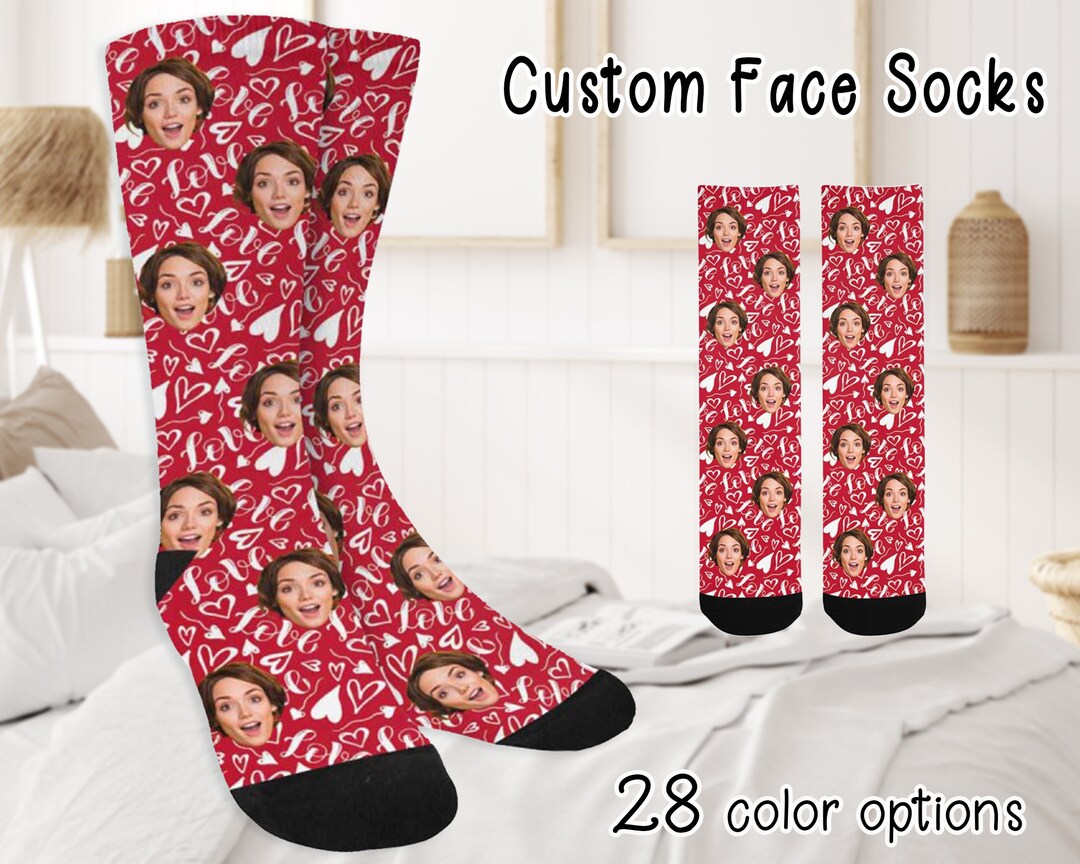 Custom Socks With Face Personalized Photo Socks for Men Women Hearts ...