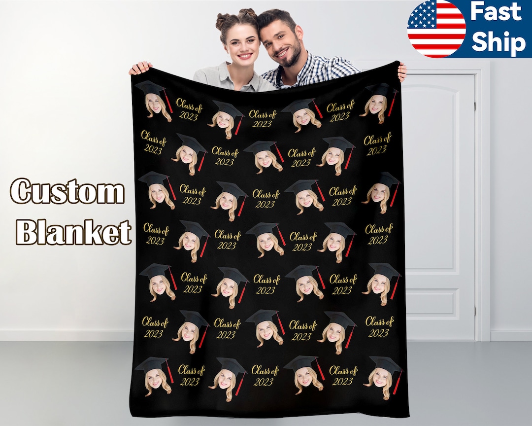 Custom Photo Graduation Blanket Personalized Picture on Throw Blanket ...