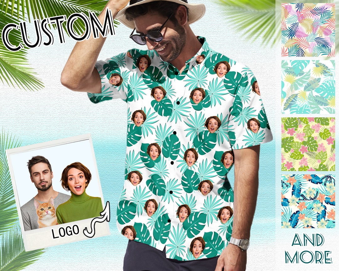 Custom Face Logo Hawaiian Shirt Summer Beach Shirts Tropical - Etsy