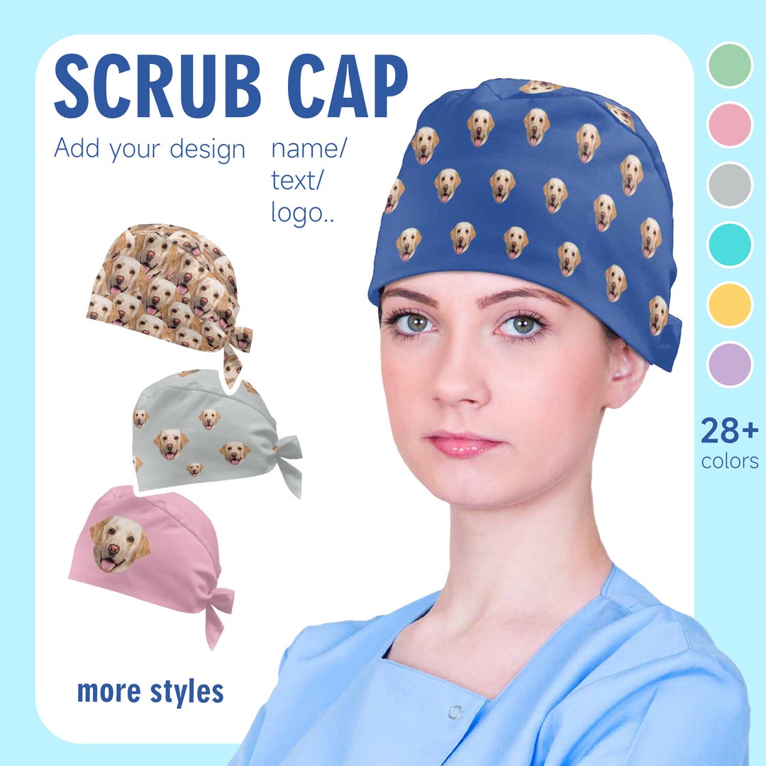 Personalized Scrub Cap With Pet Face Custom Scrub Cap for Women Men ...