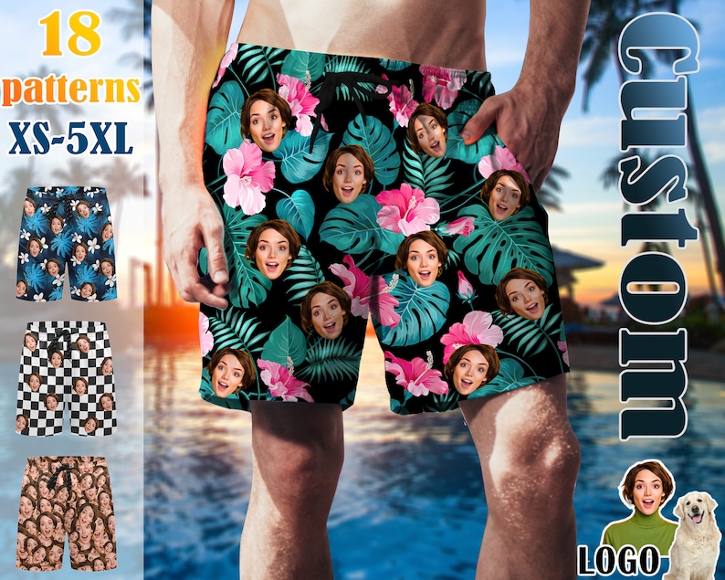 Custom Face Men Swimwear Personalized Men Bathing Suit Face on - Etsy