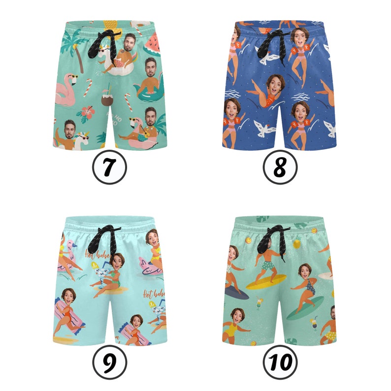 Custom Face Men Swimwear Personalized Men Bathing Suit Face on Beach ...