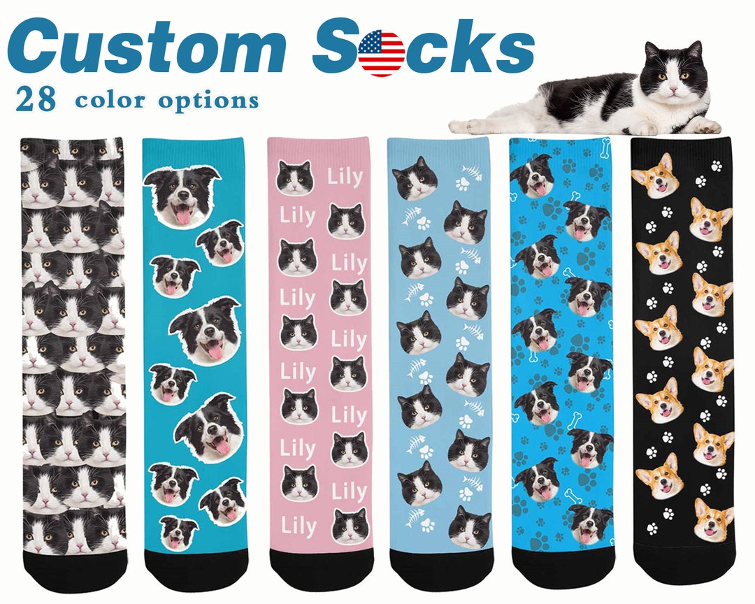 Custom Face Socks Personalized Photo Unisex Socks Dog Cat Face Socks ...