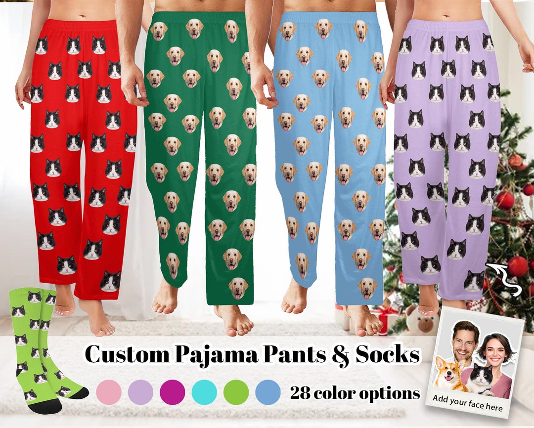 Personalized Face Pajama Pants Custom Dog Cat Pajama Pants Without ...
