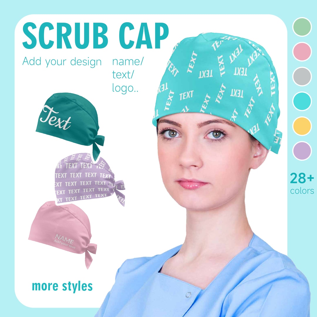 Personalized Name Scrub Cap Custom Text Scrub Cap for Women Men Scrub ...