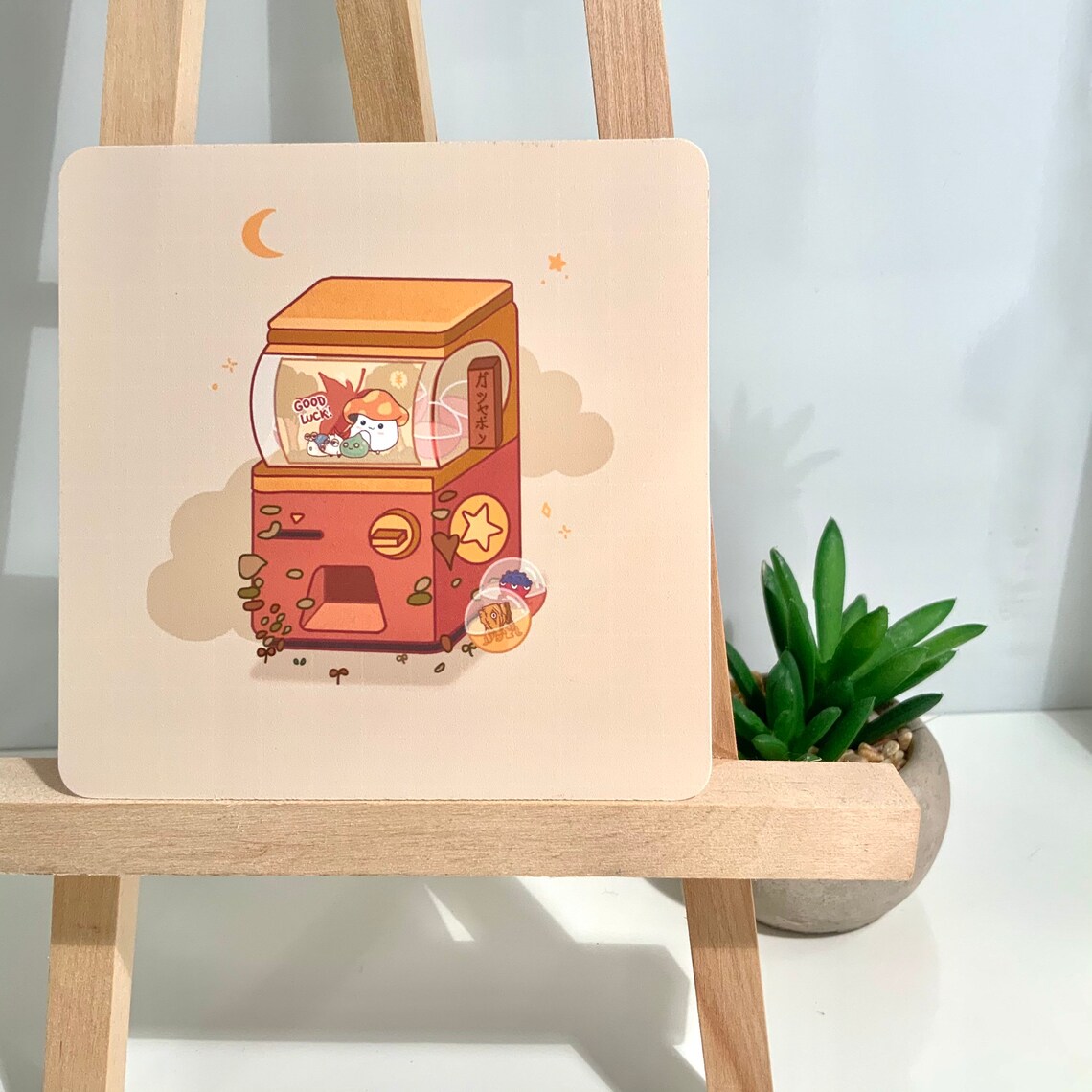 Gachapon Print | 4 X 4 Art Print, Video Game Art, RPG Monster, Mushroom ...