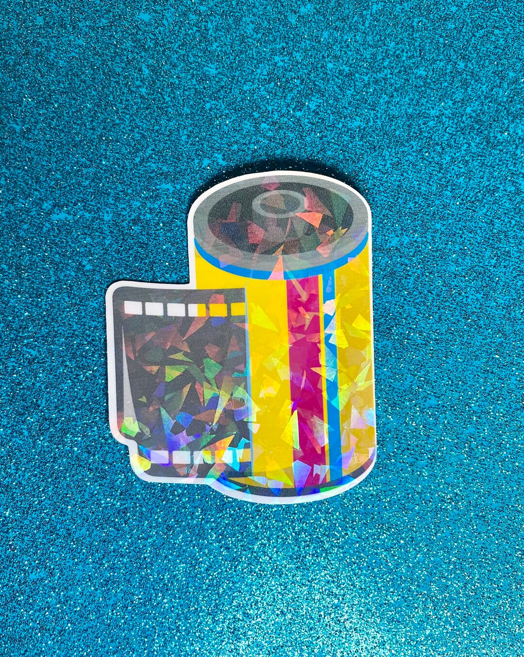 Film Roll Inspired Vinyl Sticker, 90s Theme Sticker, Holographic Glitch ...