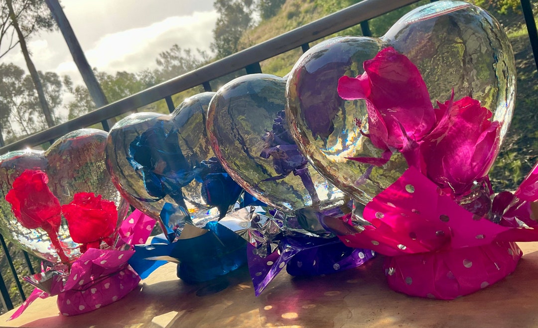 Real Rose Glass Globe Colorful Home Office Holiday Decor - Etsy