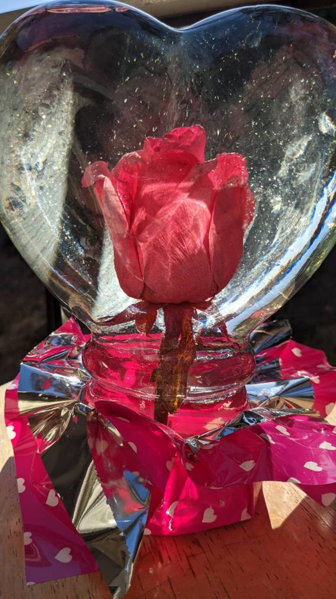 Real Preserved Rose Heart Shaped Globe | Etsy