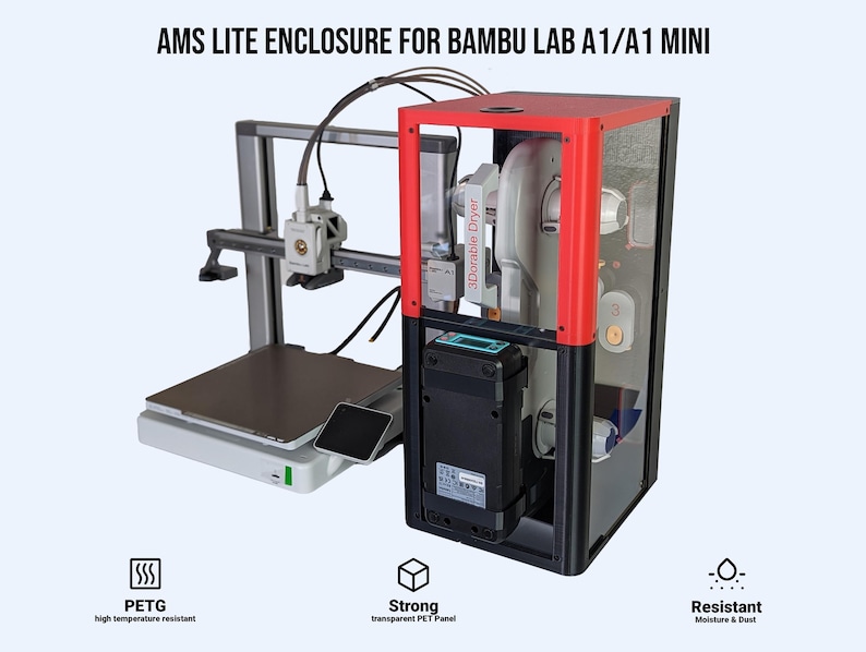 Bambu Lab A1/A1 Mini AMS Lite Enclosure: Transparent PET Panel ...