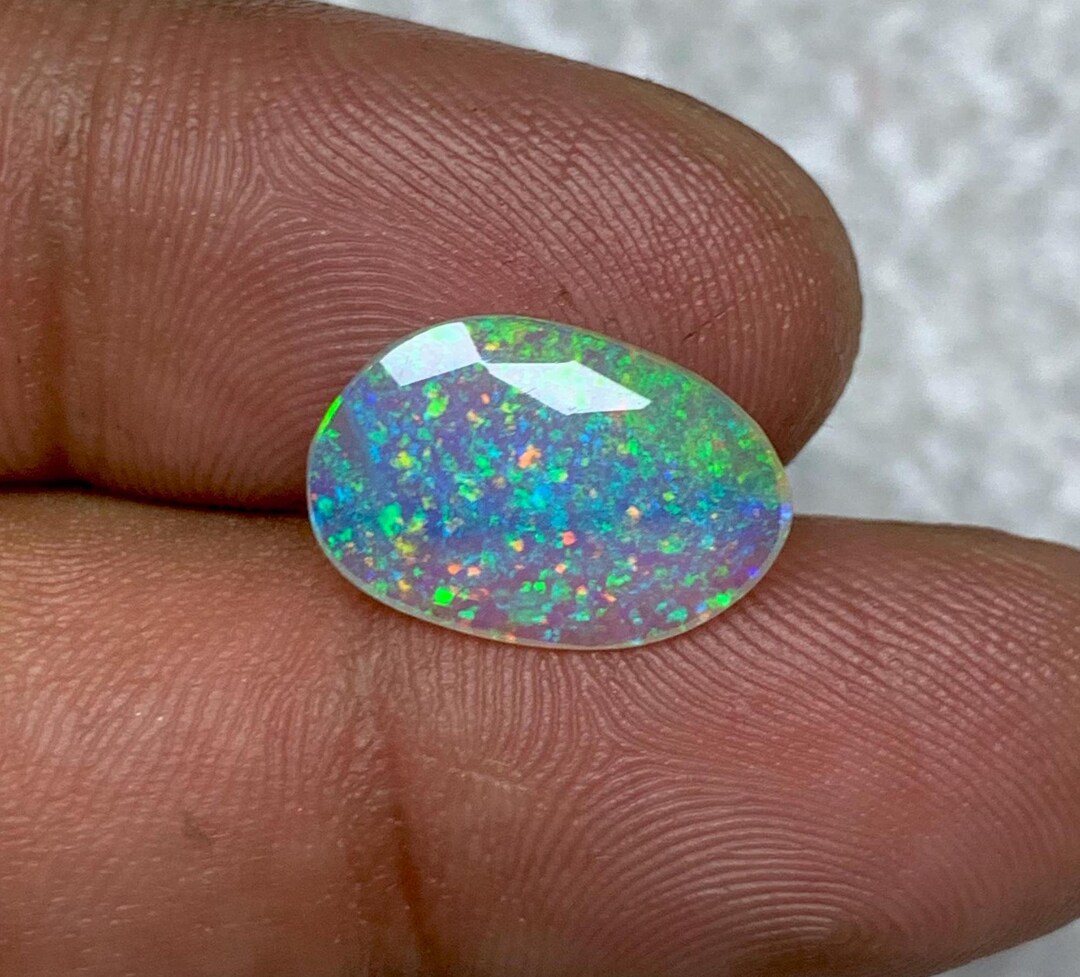 Rare Pin Fire Opal Rose Cut One Side Faceted , White Ethiopian Opal ...