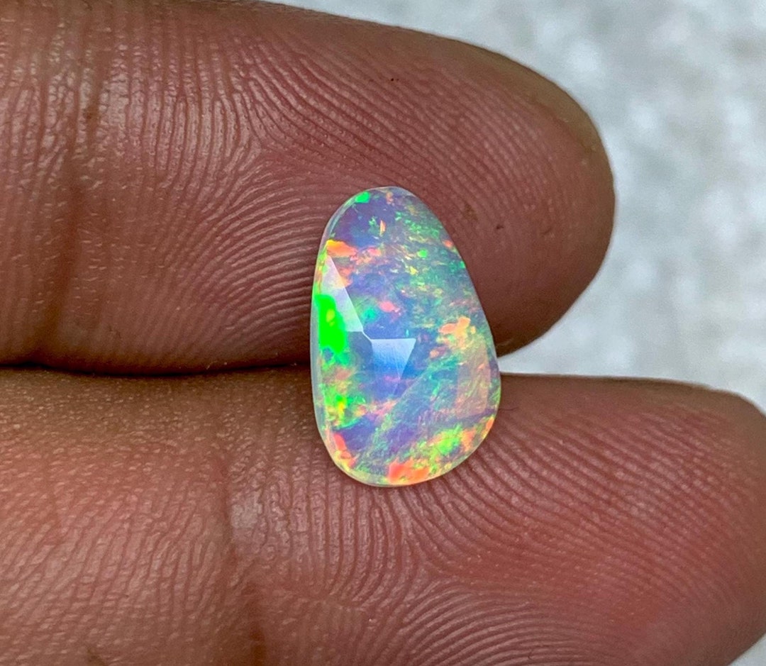 Great Fire Opal Rose Cut One Side Faceted, Fancy Shape Rose Cut Opal ...