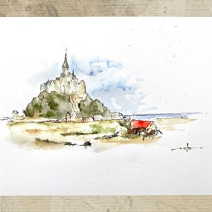 Original Painting of Mont Saint Michel, Illustration of the Beach of ...