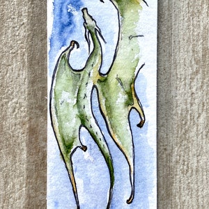 Watercolor Bookmark of a Dragon Original Dragon Illustration - Etsy