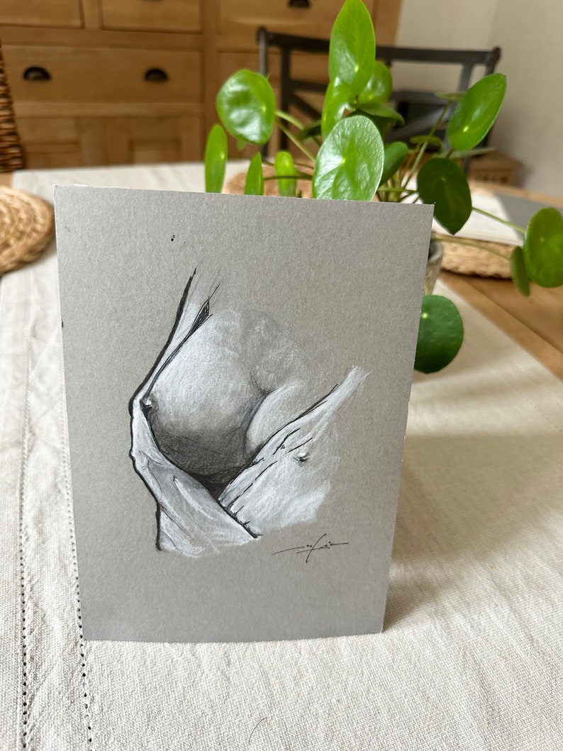Original Drawing Of Female Breast Female Nude Erotic Drawing Female