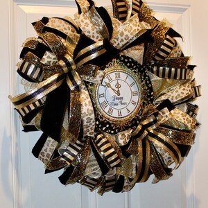 Elegant New Years Wreath, Happy New Year Party Decor, Wreath for Front ...