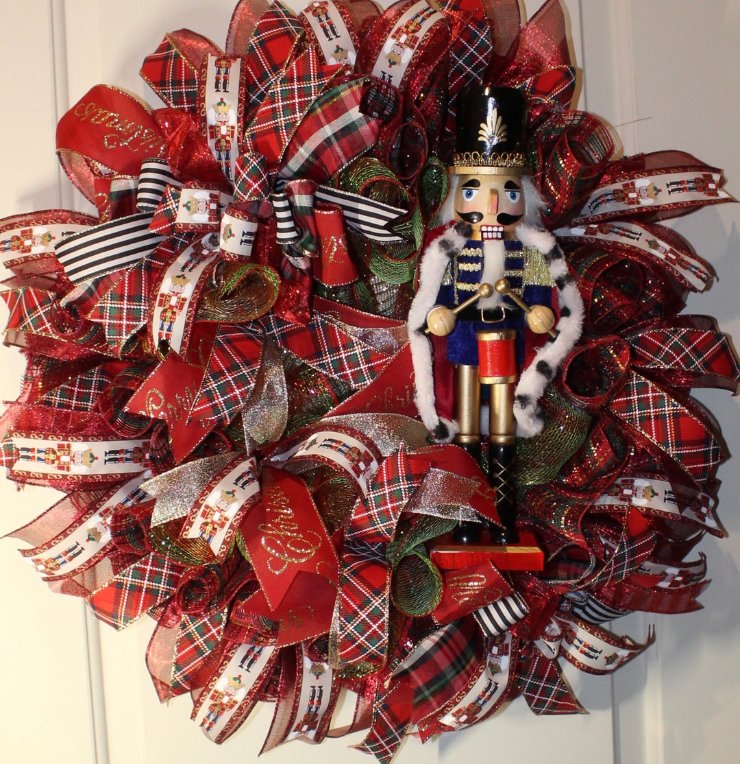 Nutcracker Wreath, Christmas Holiday, Nutcracker Decor, Deco Mesh ...