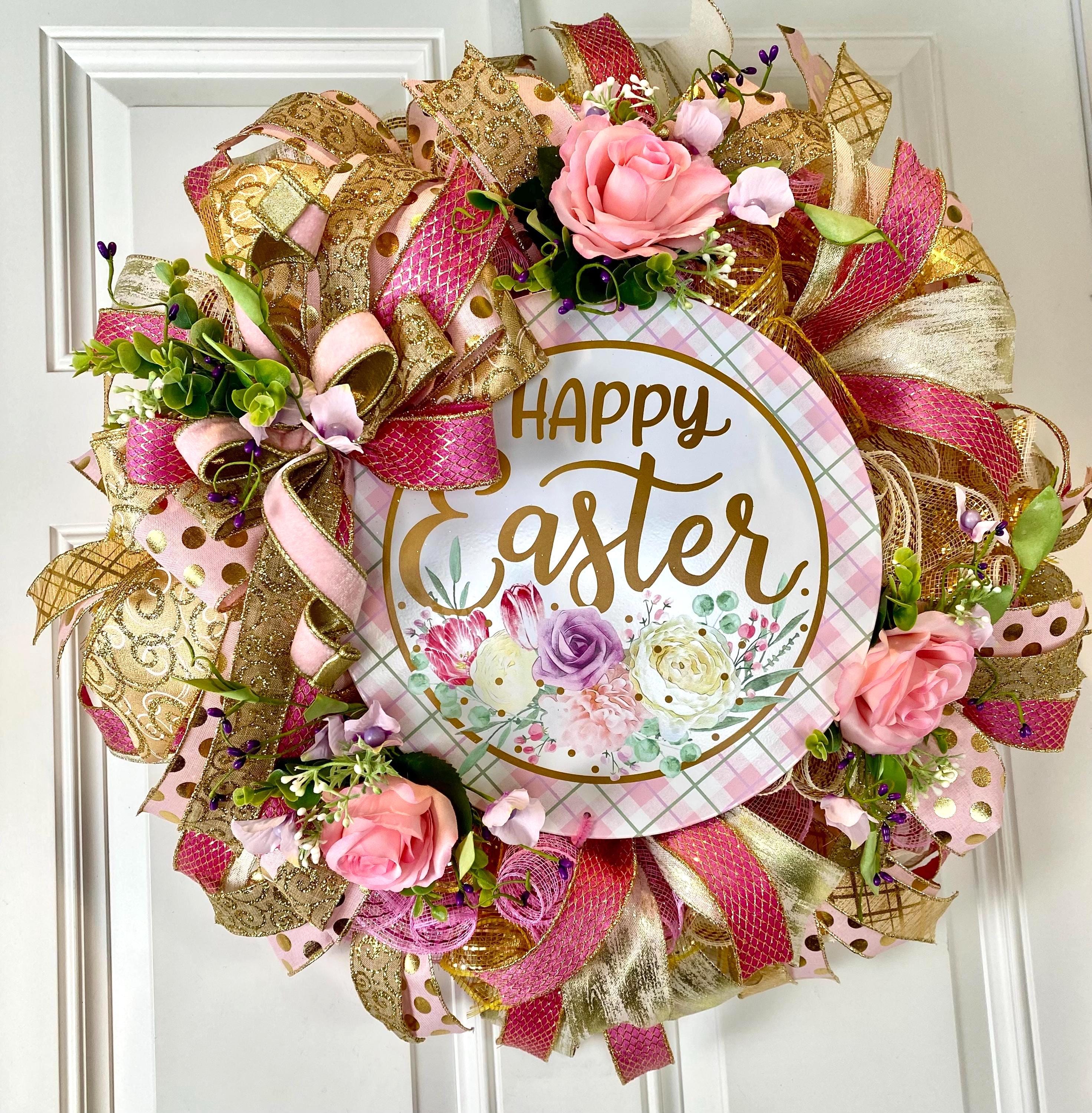 Elegant Easter Wreath, Spring Floral Decor for Front Door - Etsy