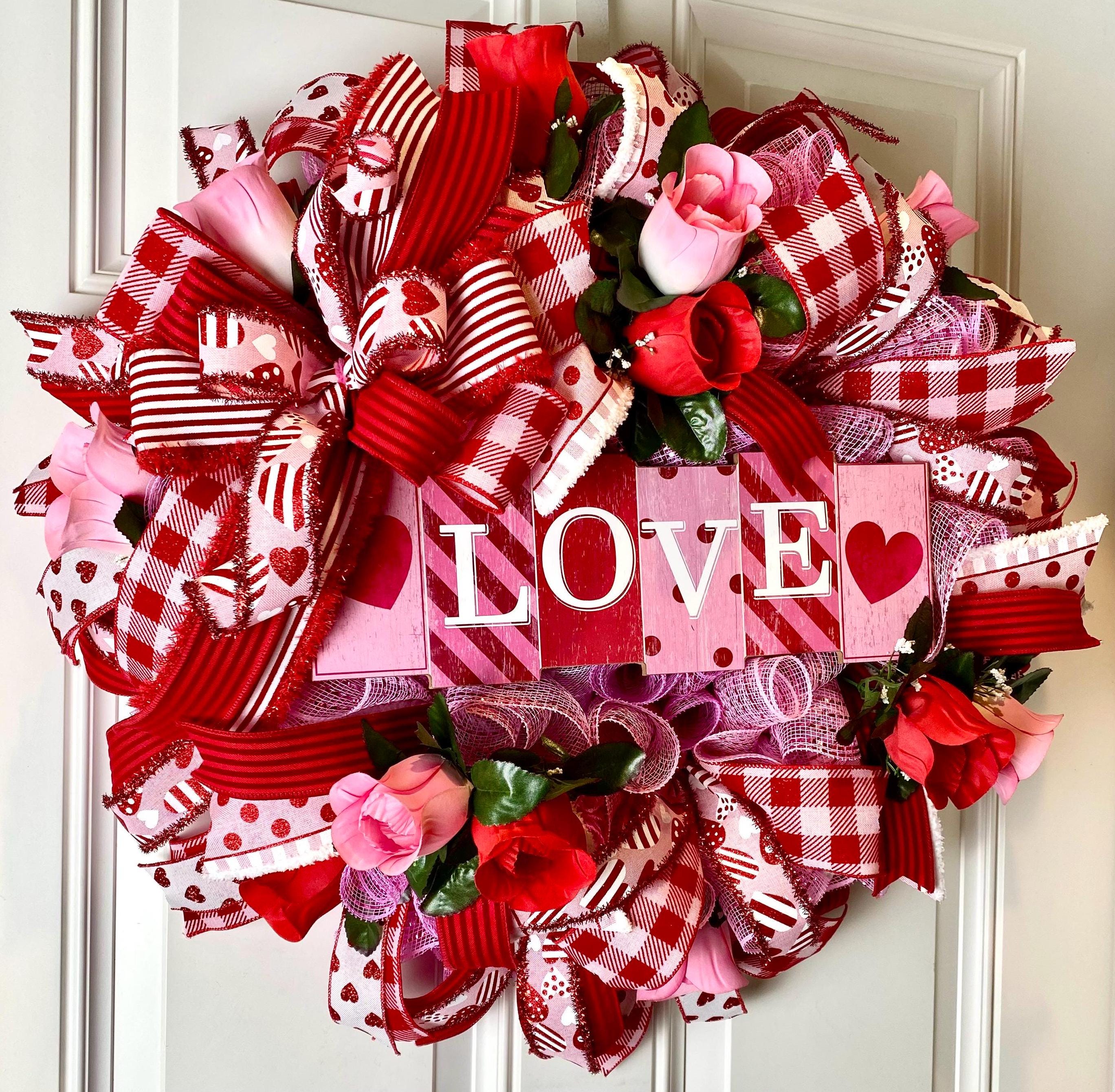 Elegant Valentine Wreath - Romantic Door Decor for Lovebirds - Etsy