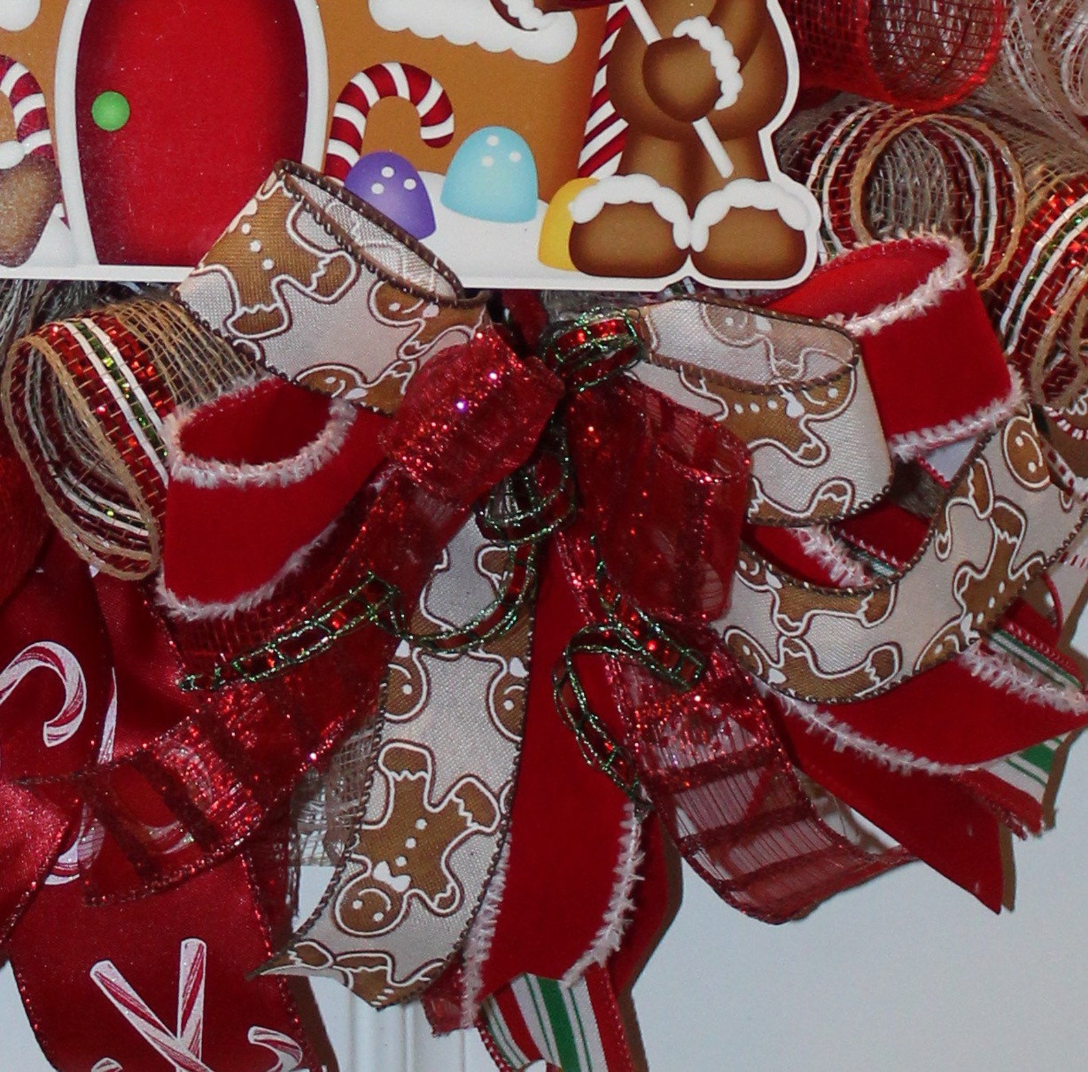 Christmas Wreath, Gingerbread Wreath, Deco Mesh Wreath, Gingerbread ...