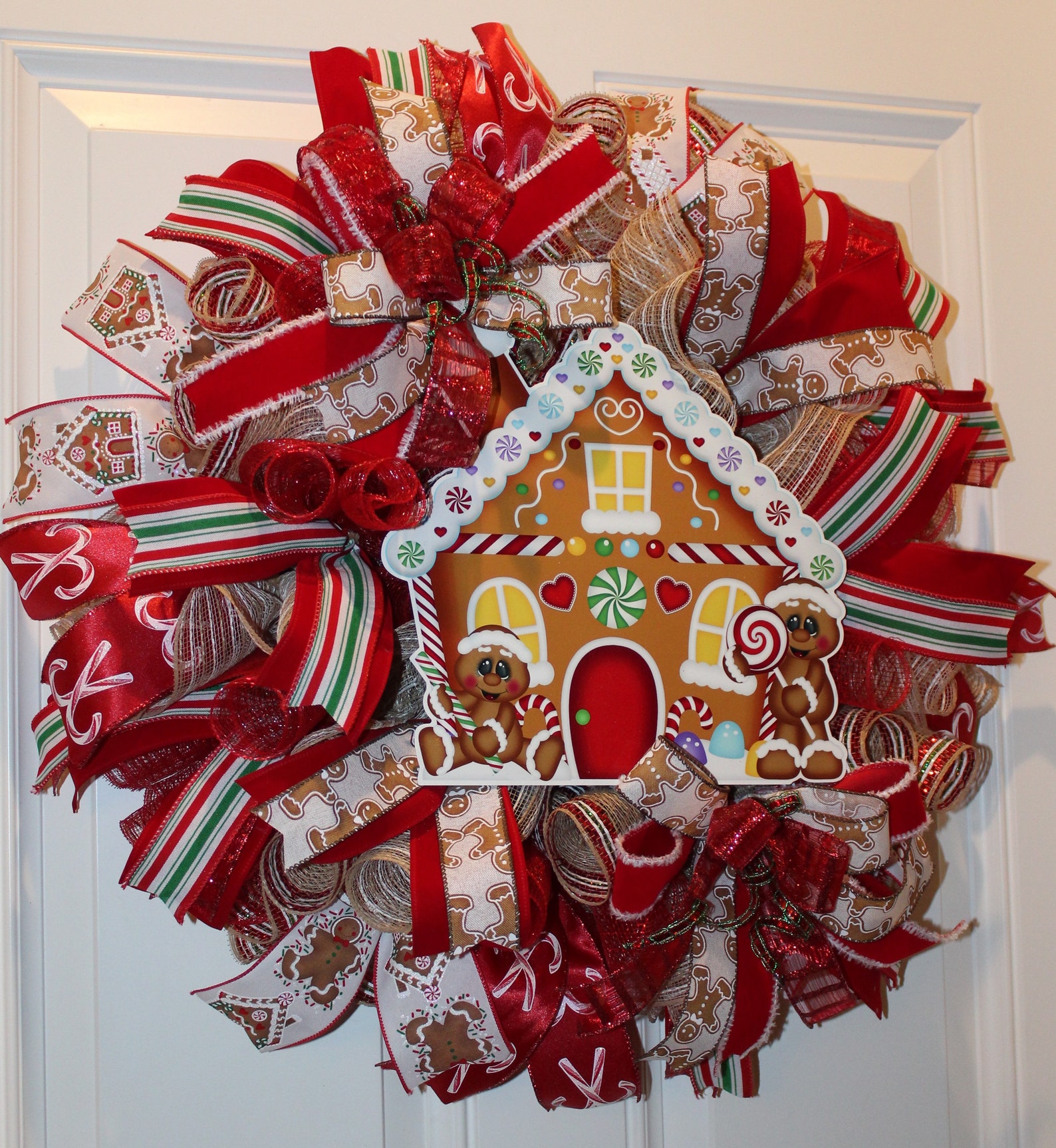 Christmas Wreath Gingerbread Wreath Deco Mesh Wreath - Etsy