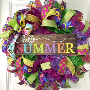 Hello Summer Wreath, Vibrant Porch Decor, Front Door - Etsy
