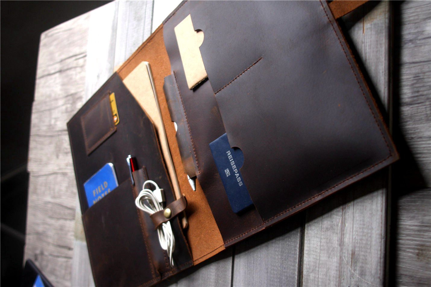 Leather Portfolio Folder for Men, Personalized Leather Organizer Women ...