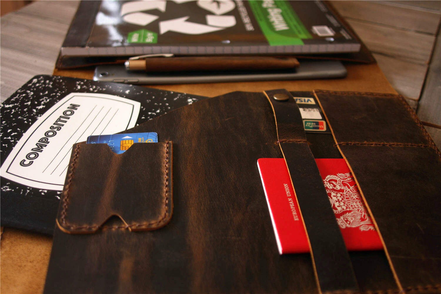 Leather Folder for Men Personalized Leather Organizer Women - Etsy