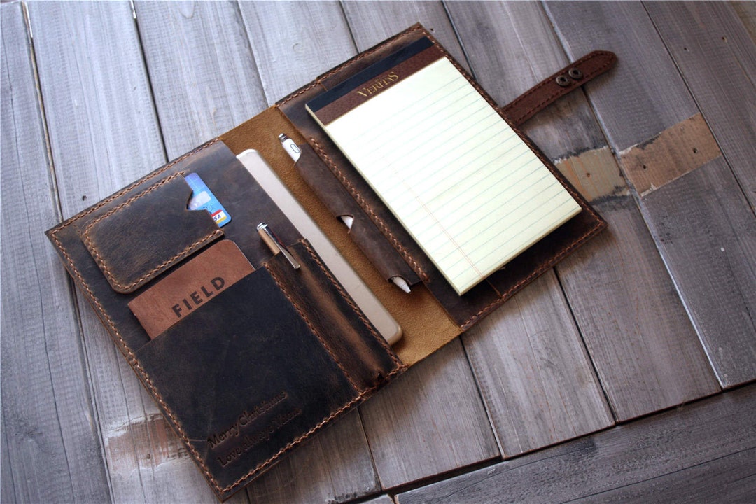 Leather Portfolio Folder for Men, Personalized Leather Organizer Women ...