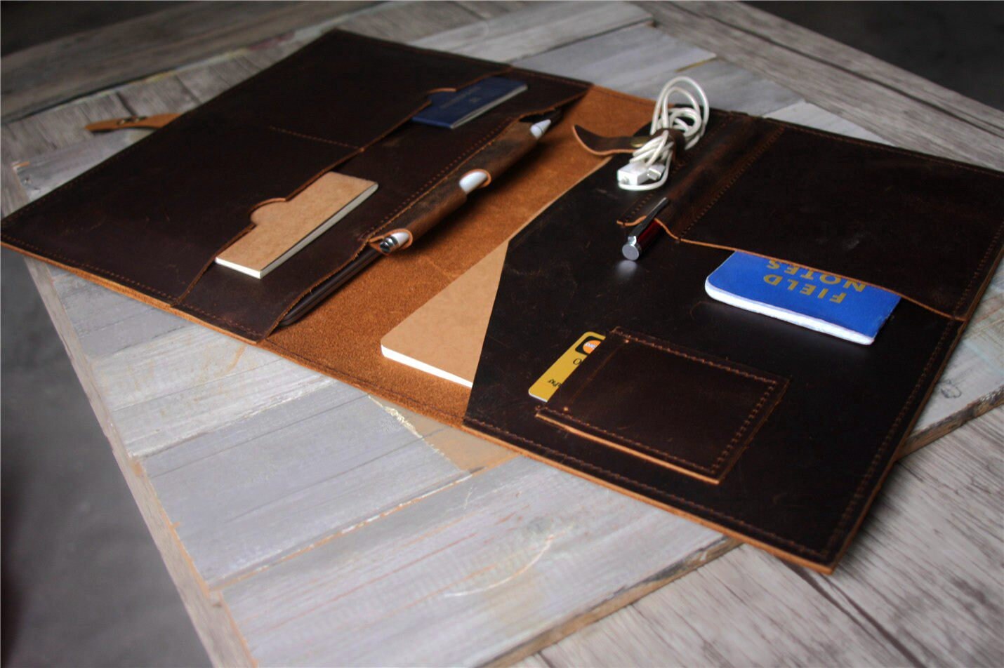 Leather Portfolio Folder for Men Personalized Leather - Etsy