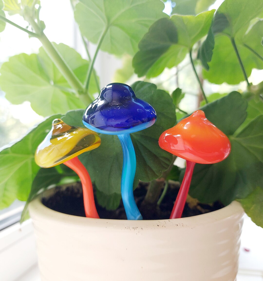 Glass Mushroom Figurine, Glass Mushroom Figurines for Pots , Hand Blown ...