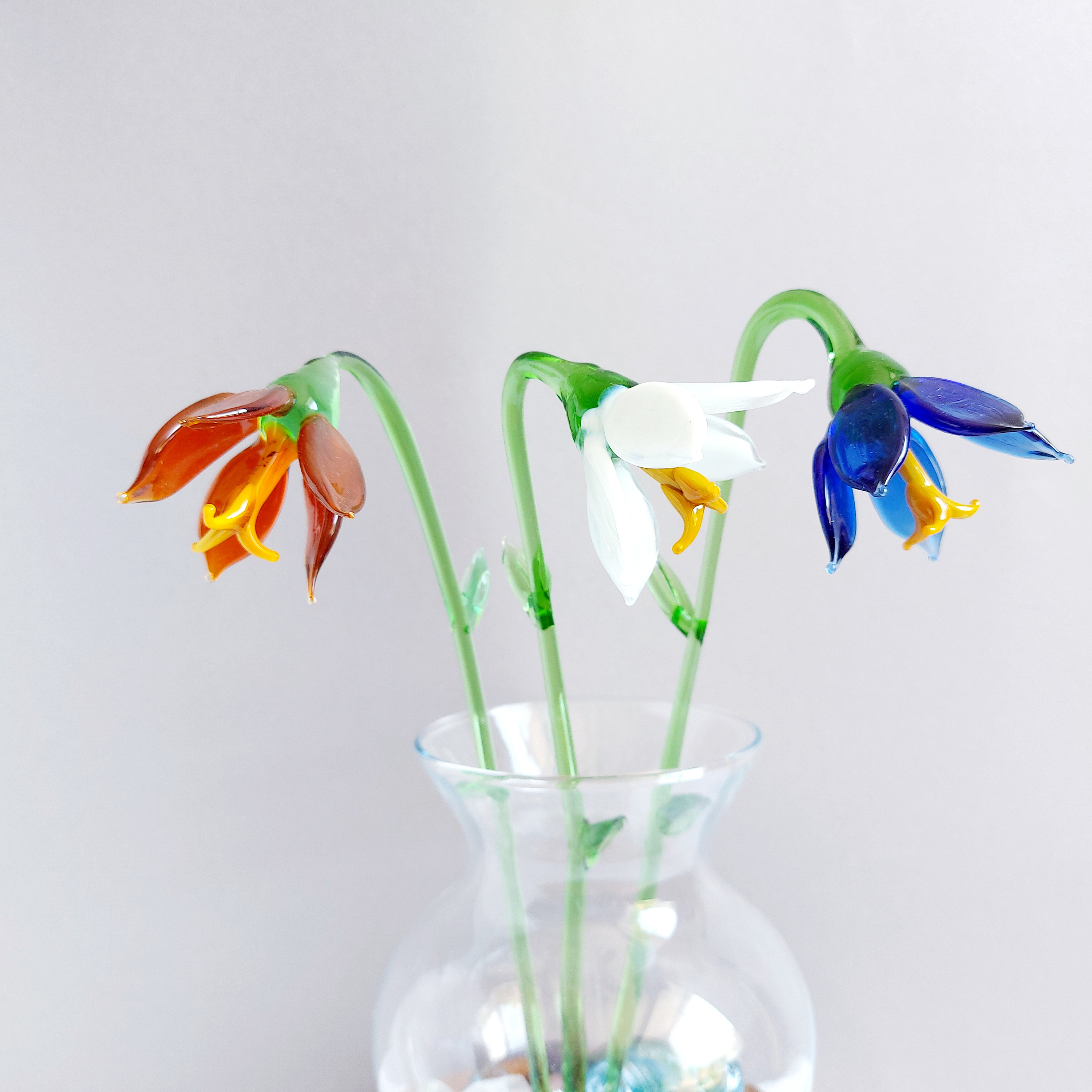 Glass Bell Flower White Bell Flower Hand Blown Glass Bell - Etsy