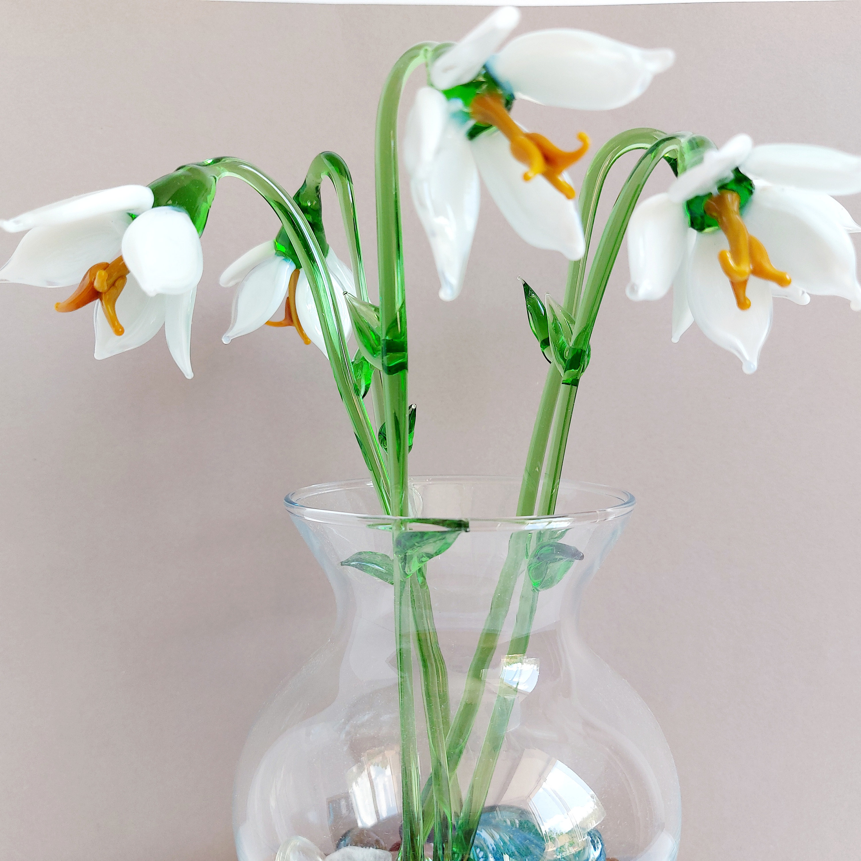 Glass Bell Flower White Bell Flower Hand Blown Glass Bell - Etsy