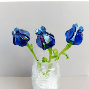 Glass Roses Figurines, Hand Blown Glass Roses Flowers, Hand Blown ...