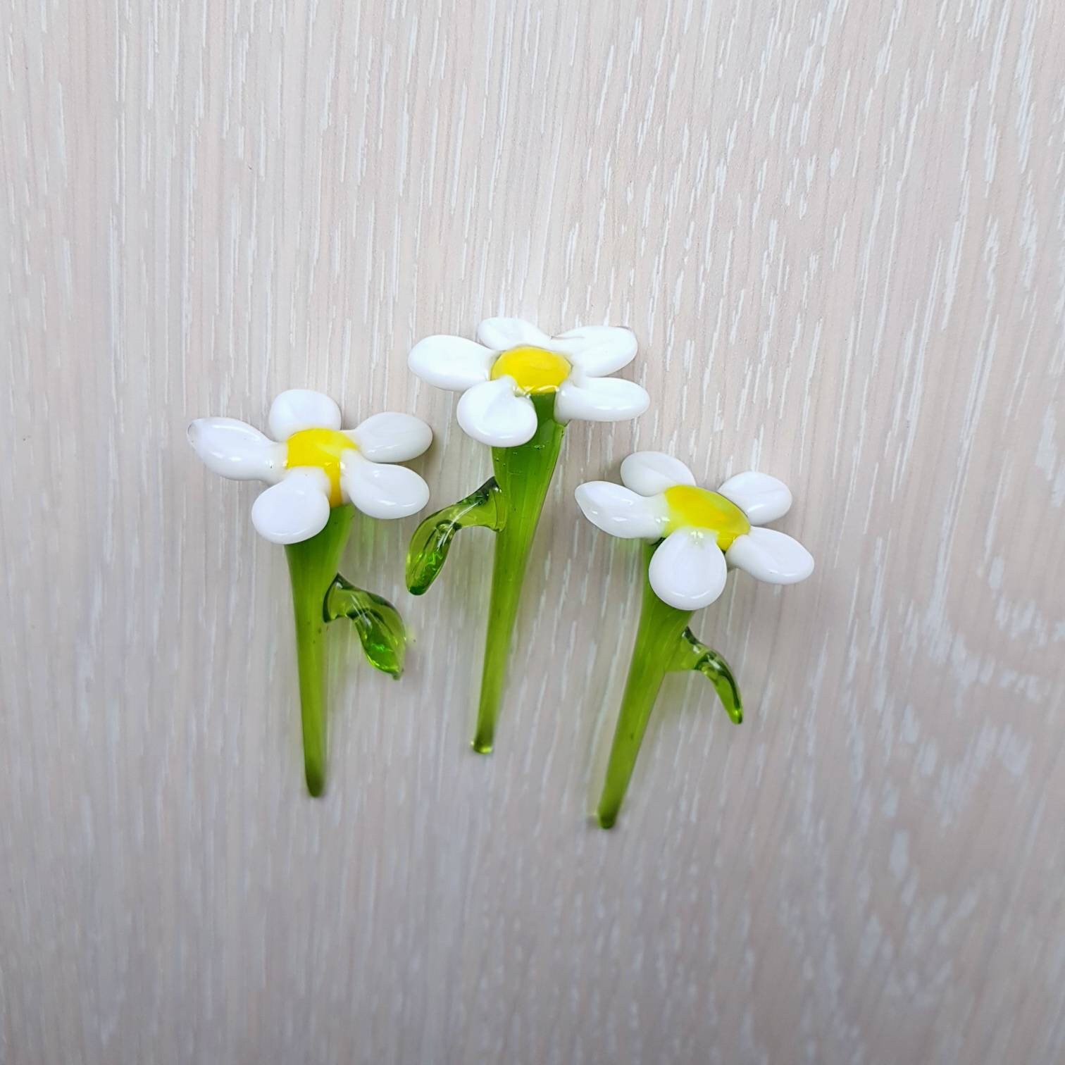 Miniature Daisy Flowers Handmade Glass Figurines Hand Blown | Etsy