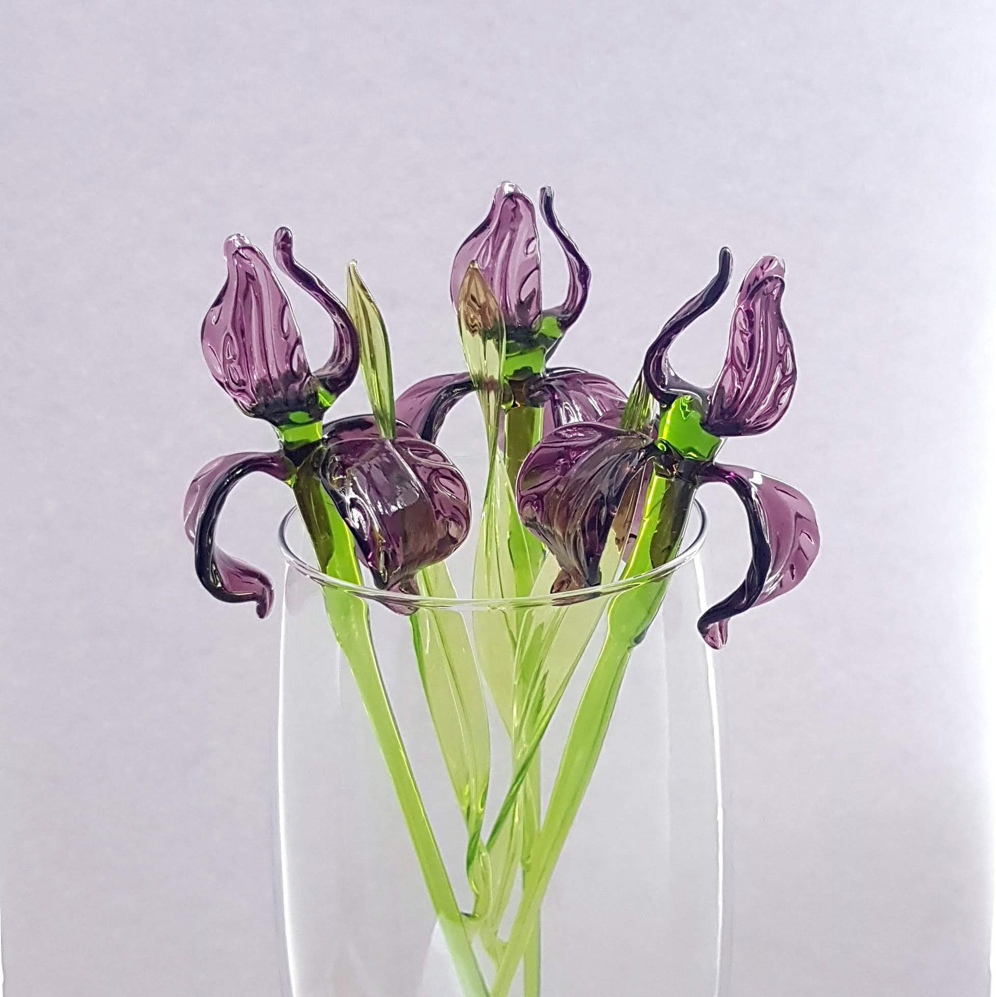 Extra Big Purple Glass Iris Hand Blown Iris Flower Glass - Etsy UK