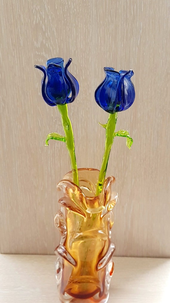 Glass Art Hand Blown Spring Flower Hand Blown Glass Roses Flowers Glass ...